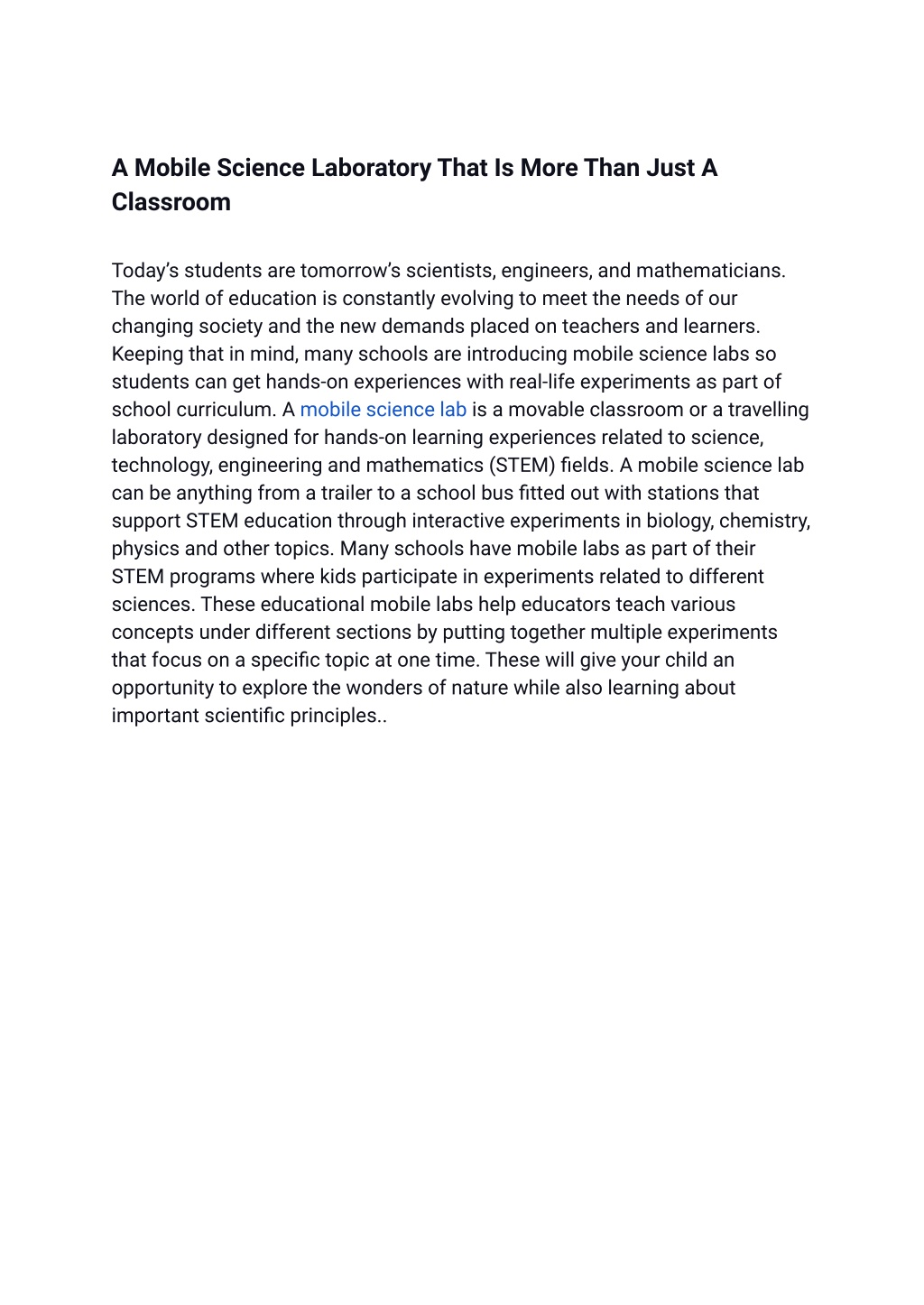 PPT - A Mobile Science Laboratory That Is More Than Just A Classroom ...