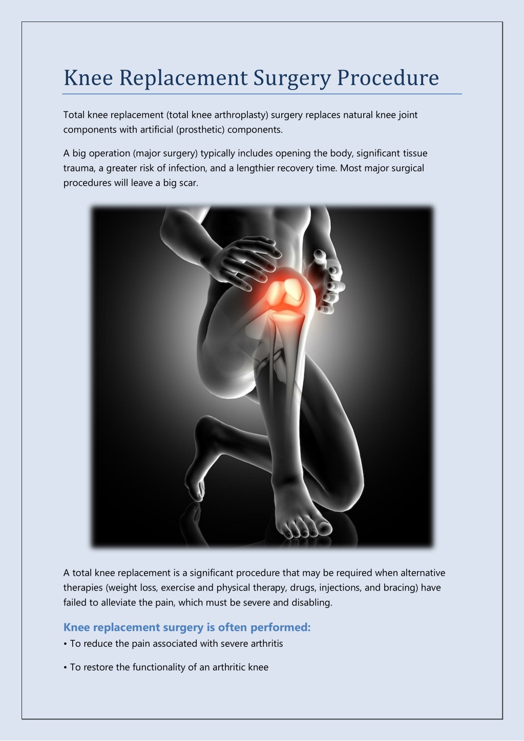 PPT - Knee Replacement Surgery Procedure PowerPoint Presentation, free ...