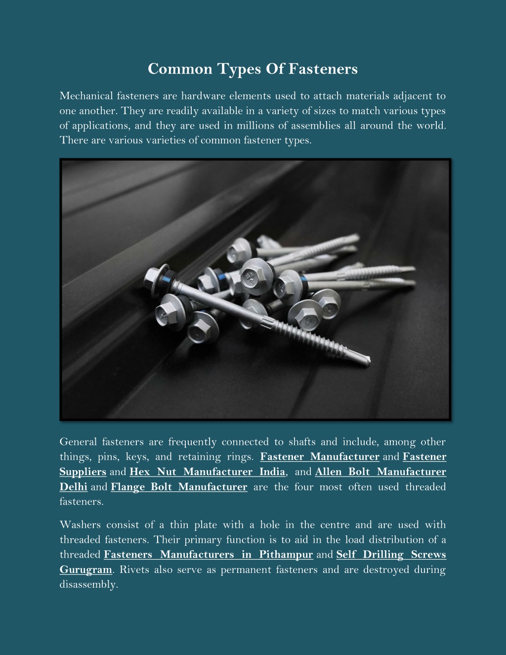 PPT - Common Types Of Fasteners PowerPoint Presentation, free download ...