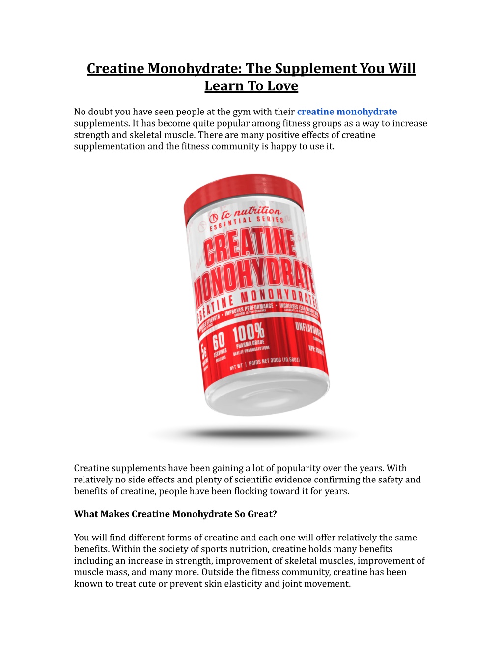 PPT - Creatine Monohydrate_ The Supplement You Will Learn To Love.docx ...