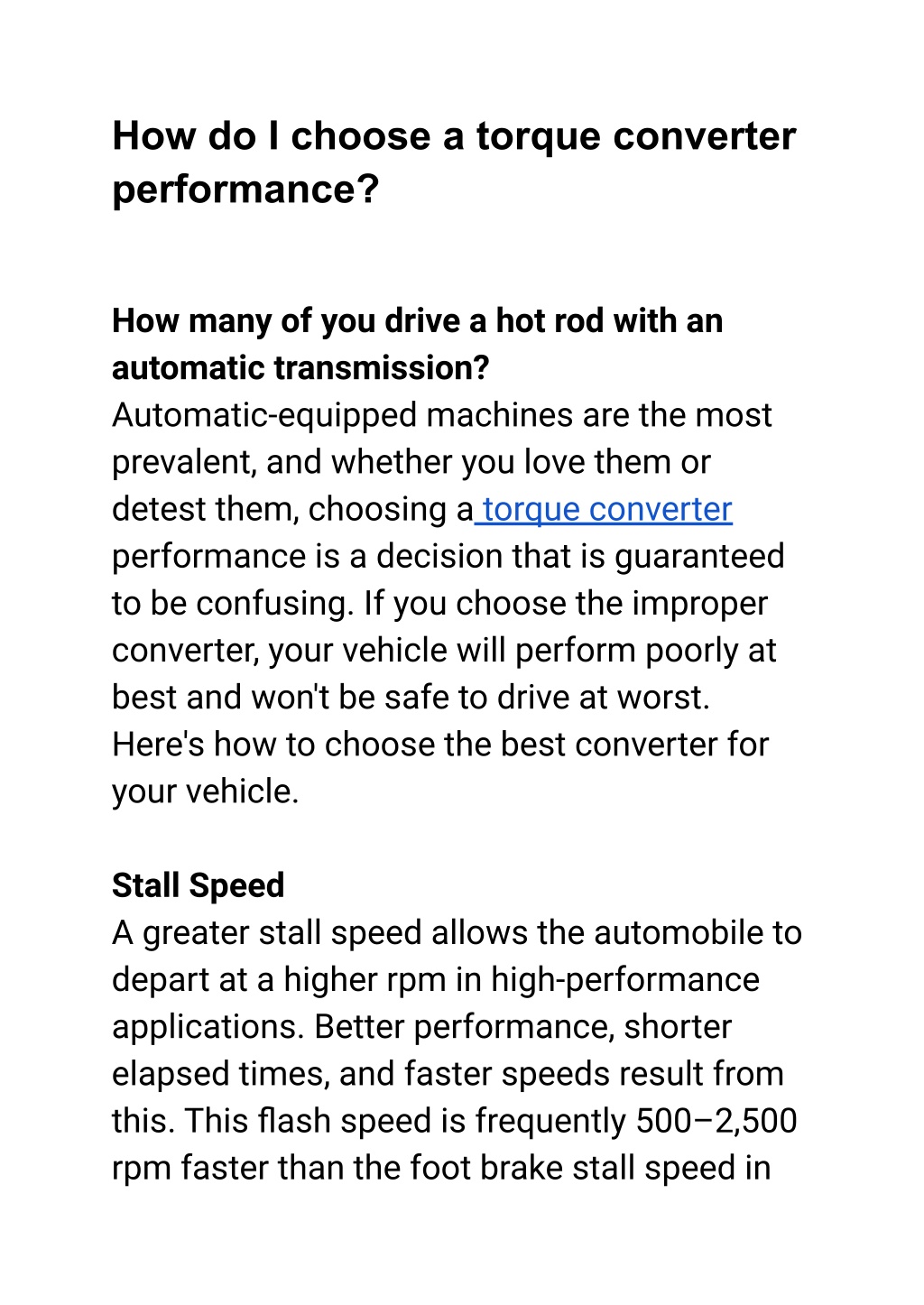PPT - Torque converter performance turbo 350 PowerPoint Presentation ...