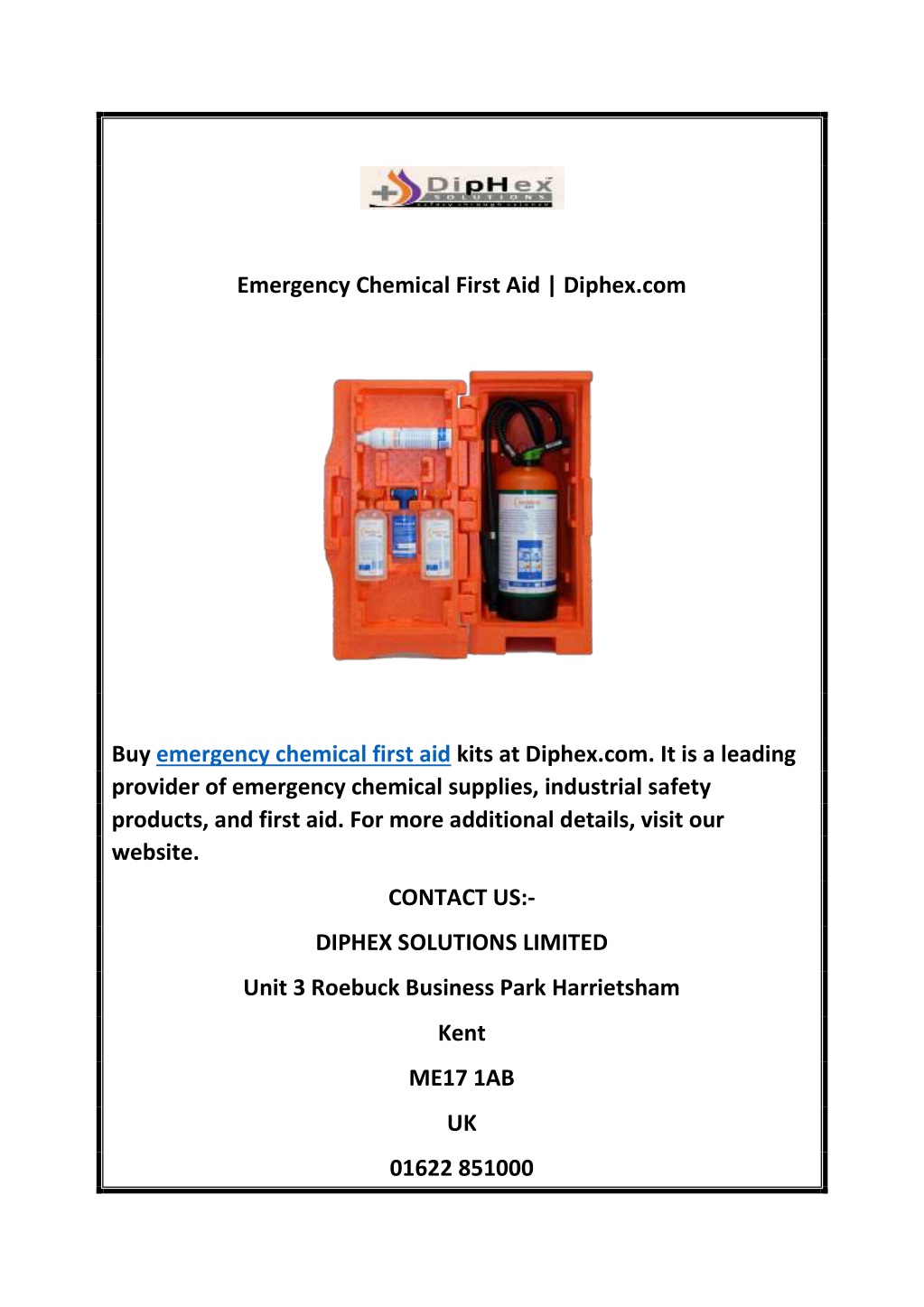 PPT - Emergency Chemical First Aid Diphex.com PowerPoint Presentation ...