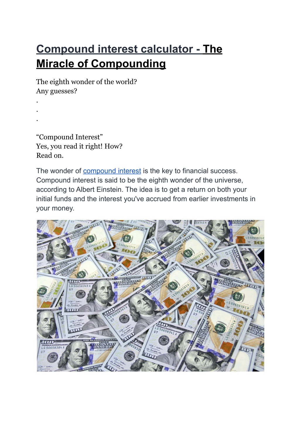 PPT - Compound interest calculator The Miracle of Compounding ...