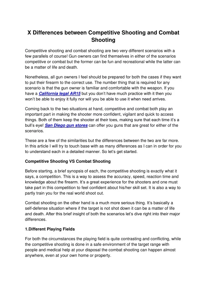 PPT - Differences between Competitive Shooting and Combat Shooting ...