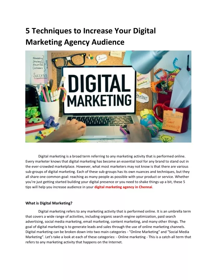 PPT - 5 Techniques to Increase Your Digital Marketing Agency Audience ...