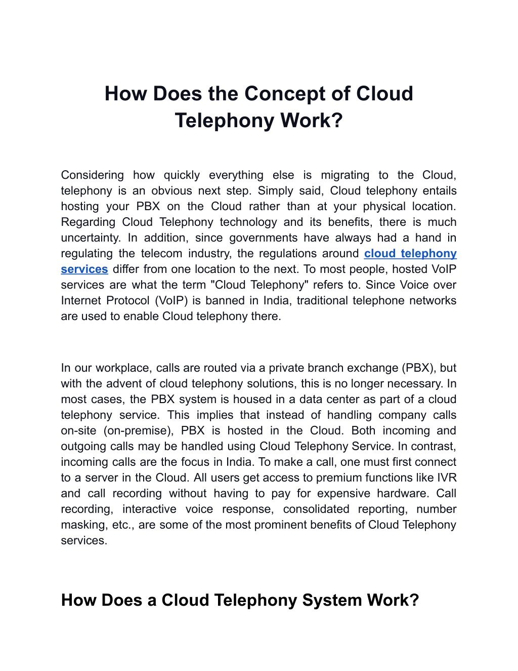 PPT - How Does the Concept of Cloud Telephony Work PowerPoint ...
