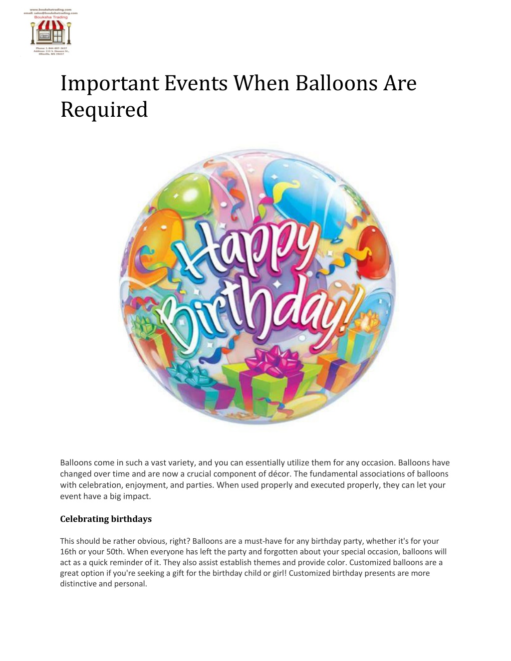 PPT - Important Events When Balloons Are Required PowerPoint ...