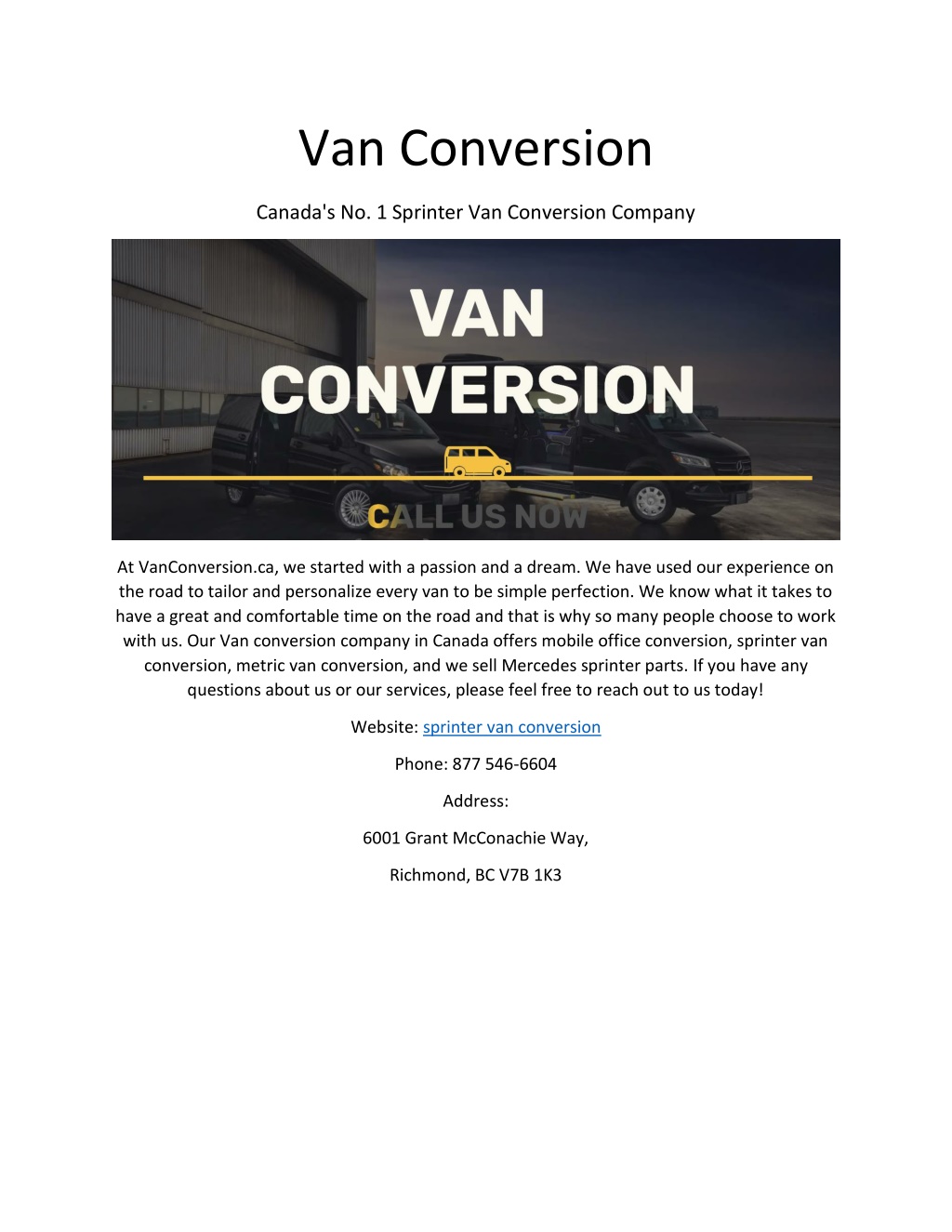 PPT - Van Conversion PowerPoint Presentation, free download - ID:11611606