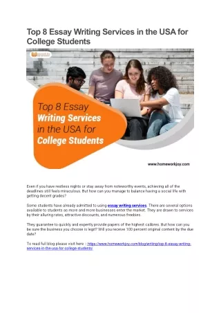 PPT - Top 8 Essay Writing Services in the USA for College Students ...