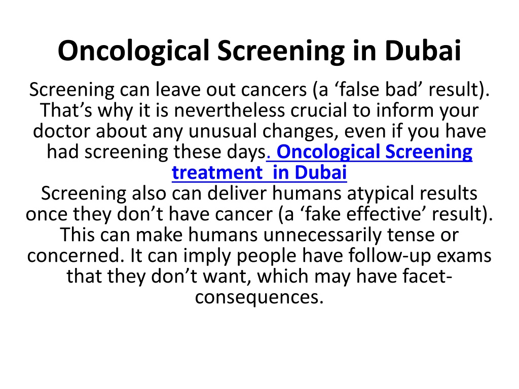 PPT - Oncological Screening in Dubai PowerPoint Presentation, free download - ID:11618520