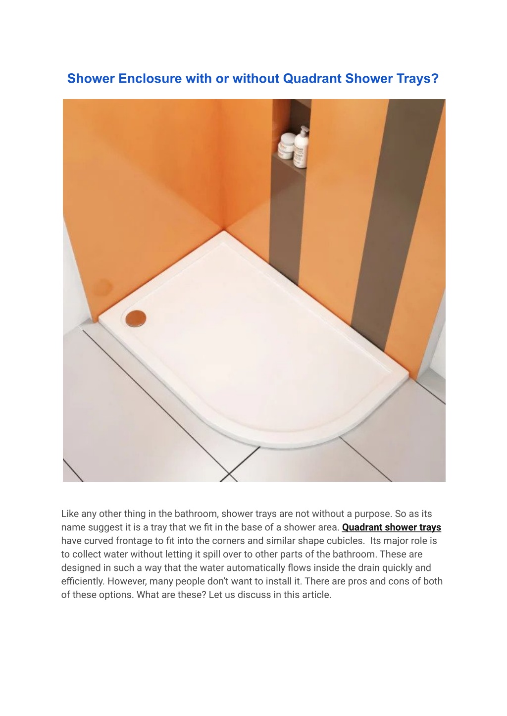 PPT - Shower Enclosure with or without Quadrant Shower Trays PowerPoint ...
