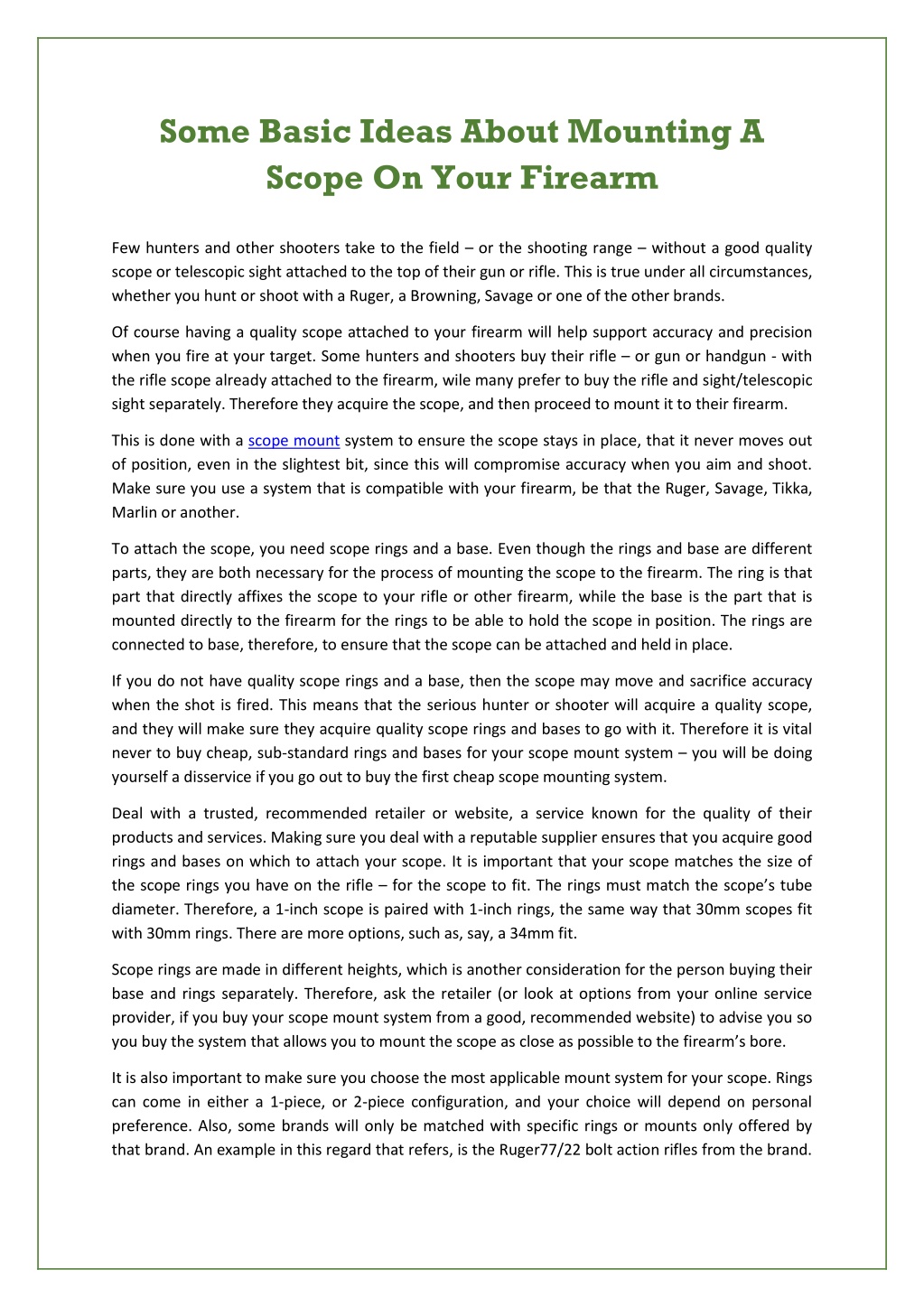 PPT - Some Basic Ideas About Mounting A Scope On Your Firearm ...