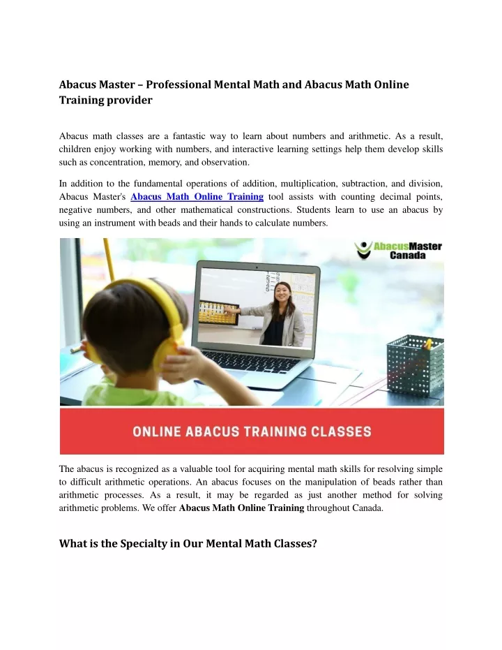 PPT - Abacus Master – Professional Mental Math and Abacus Math Online ...