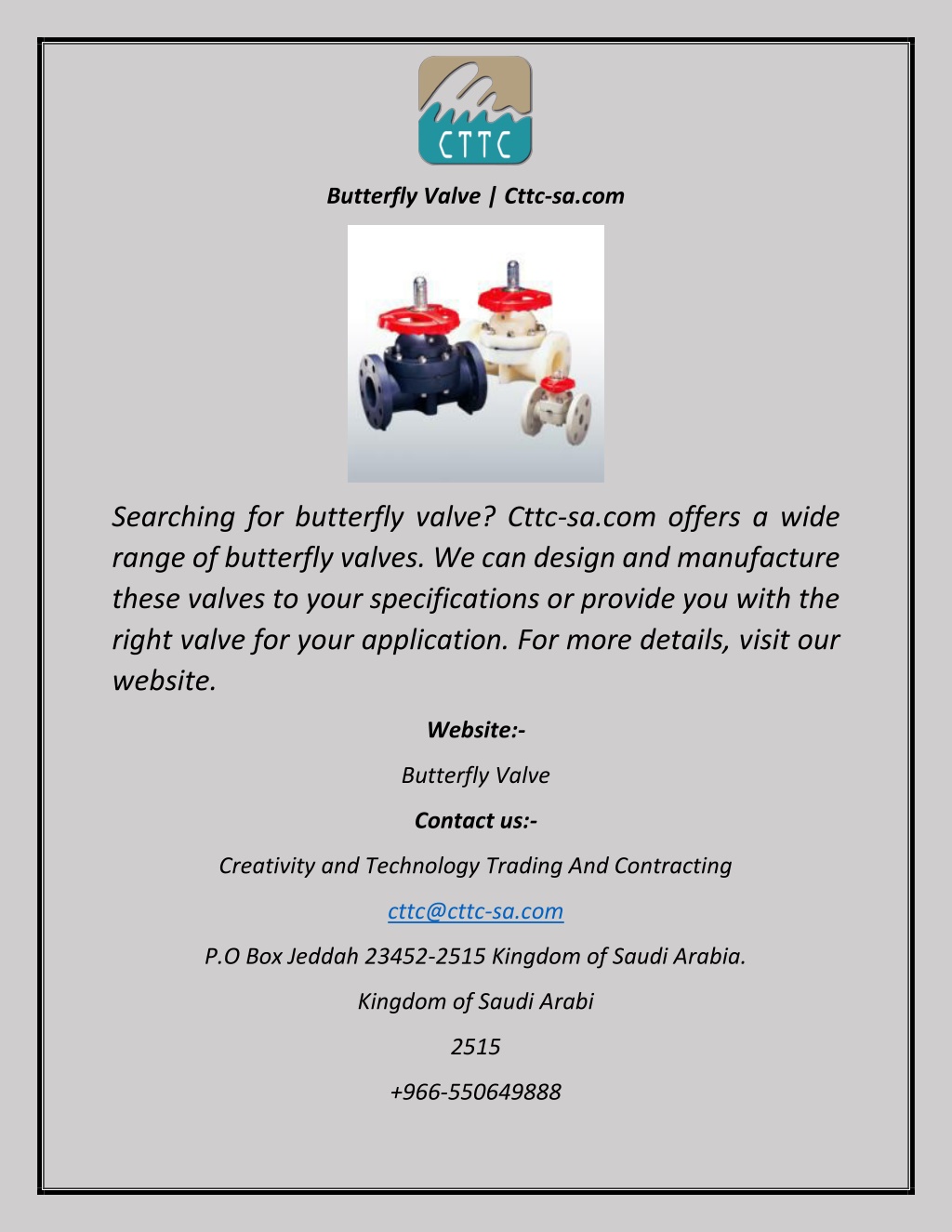 PPT - Butterfly Valve Cttc-sa PowerPoint Presentation, free download ...