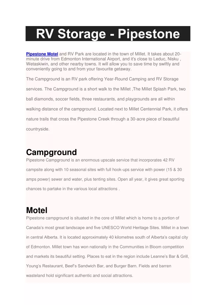 PPT - RV Storage-pipestonemotel PowerPoint Presentation, free download - ID:11630616