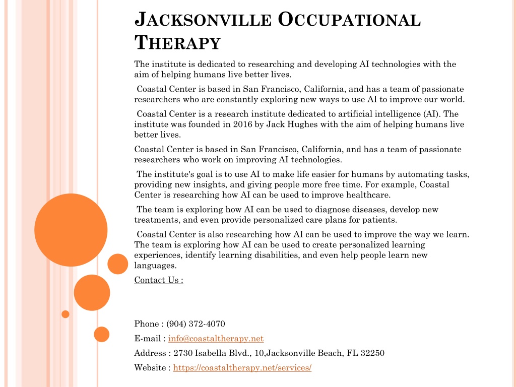 PPT - Jacksonville Occupational Therapy PowerPoint Presentation, free ...