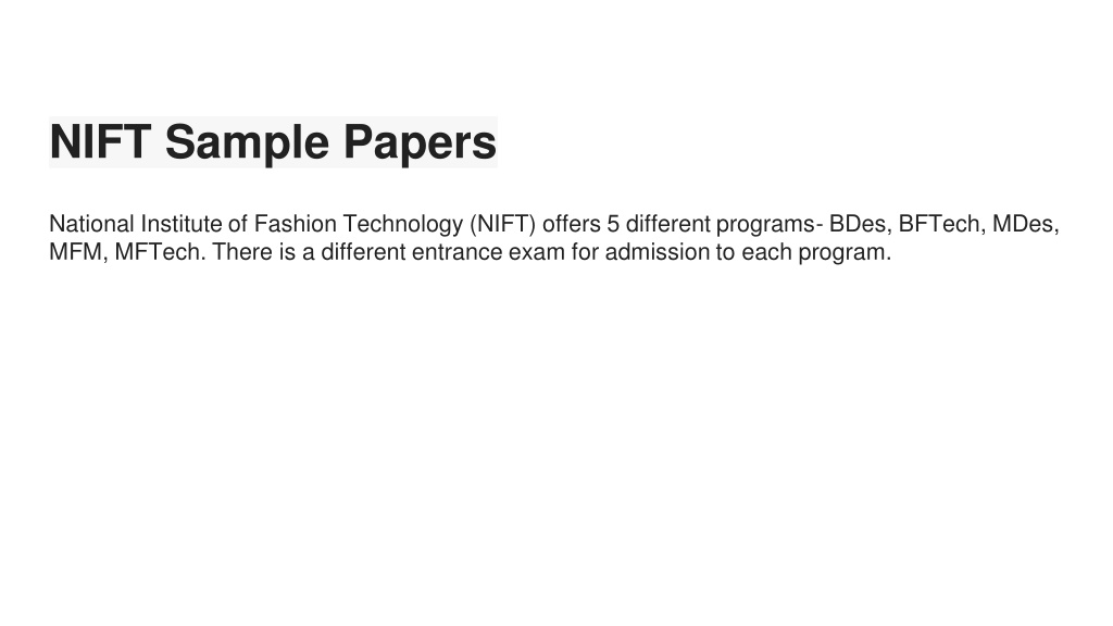 PPT - NIFT Sample Papers PowerPoint Presentation, free download - ID ...