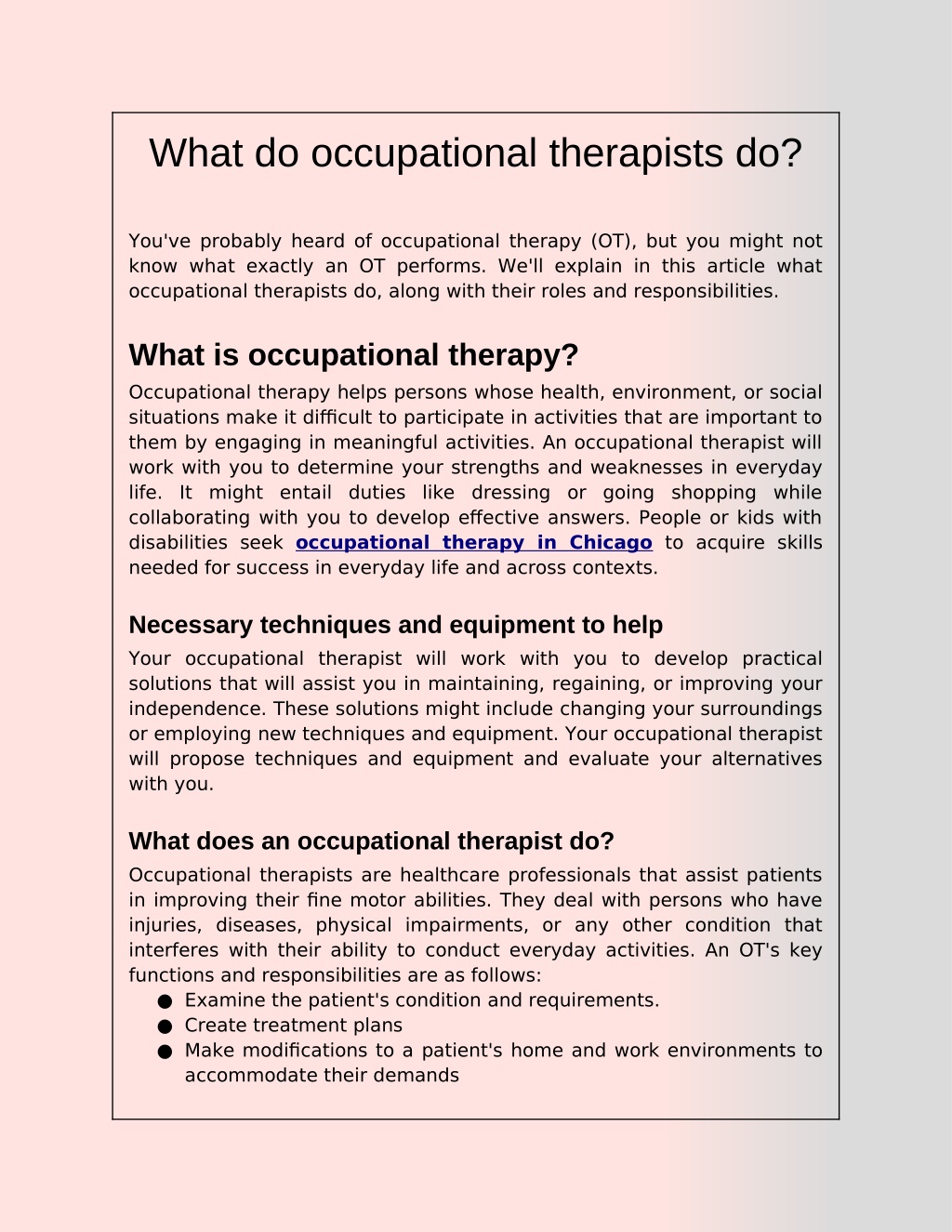 PPT - What Do Occupational Therapists Do_Work Role Of Occupational ...
