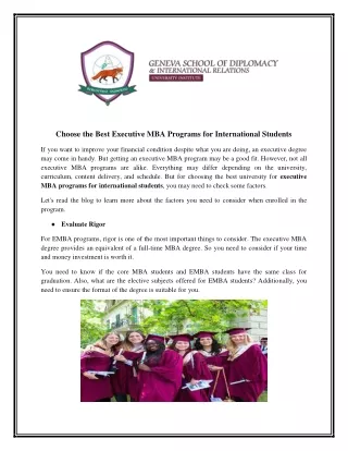PPT - Choose the Best Executive MBA Programs for International Students ...