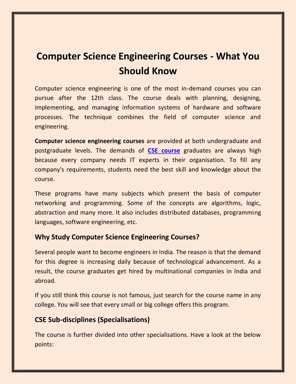 PPT - Computer Science Engineering Courses - What You Should Know ...