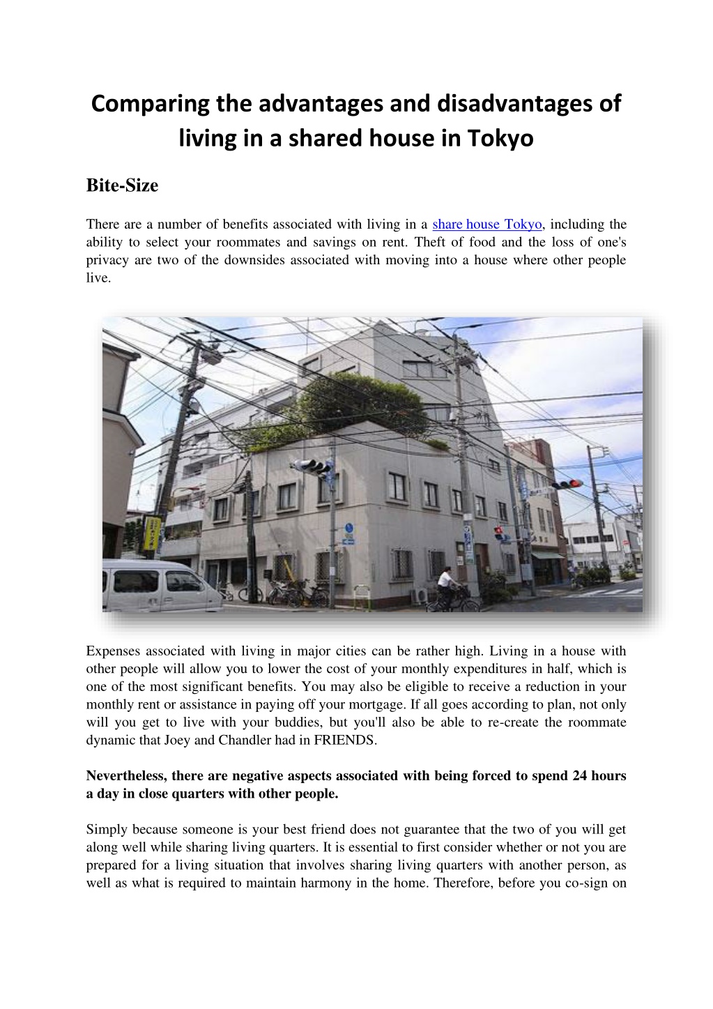 PPT - Comparing the advantages and disadvantages of living in a shared ...