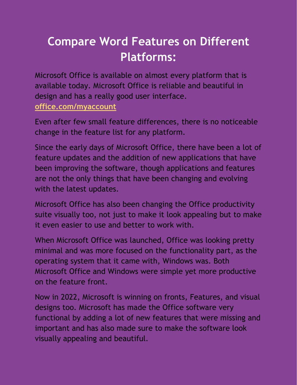 PPT - Compare Word Features on Different Platforms PowerPoint ...