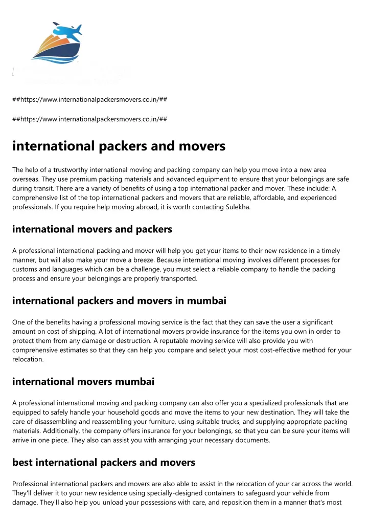 PPT - international packers movers PowerPoint Presentation, free ...