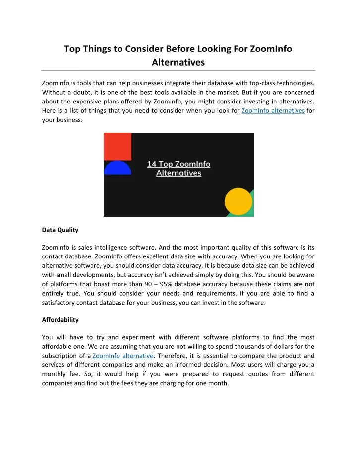 PPT - Top Things to Consider Before Looking For ZoomInfo Alternatives ...