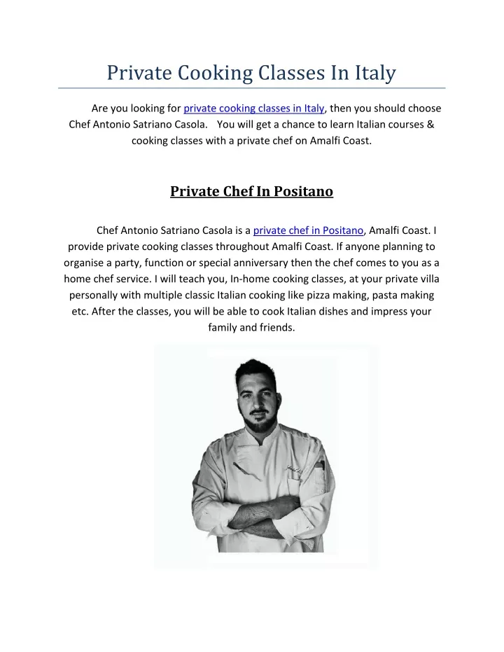 PPT - Private Cooking Classes In Italy - Chef Antonio Satriano Casola ...