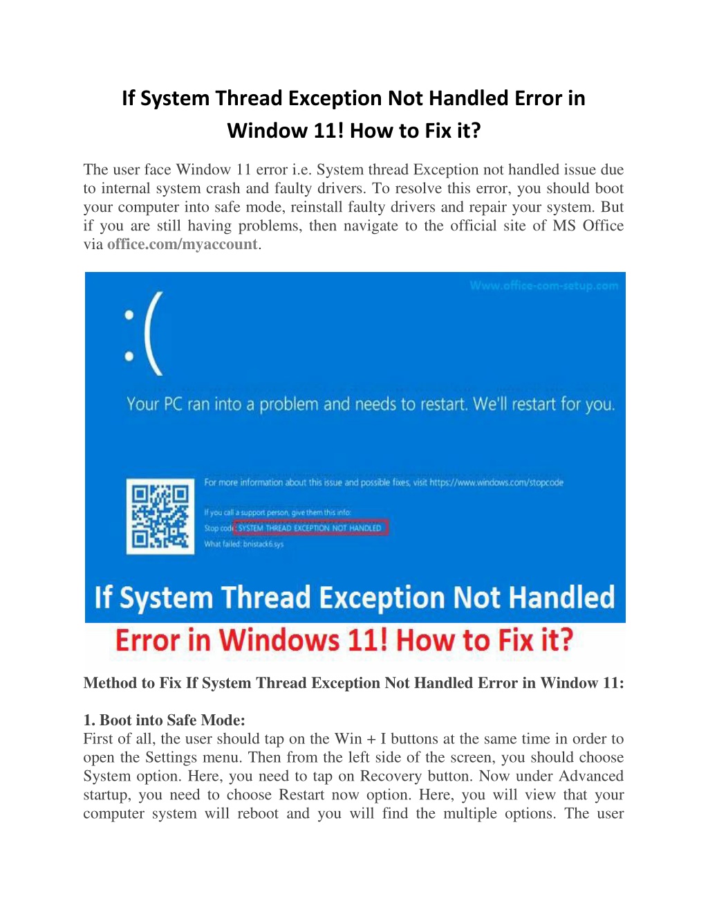 PPT - If System Thread Exception Not Handled Error in Window 11 ...