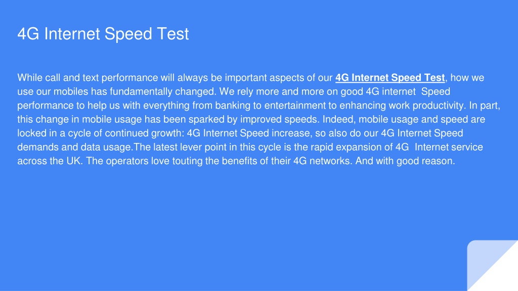 PPT - 4G Internet Speed Test PowerPoint Presentation, free download ...