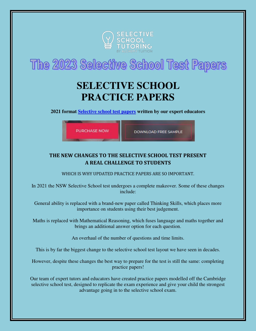 PPT - The 2023 Selective School Test Papers PowerPoint Presentation ...