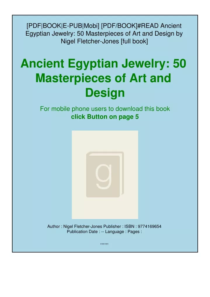 PPT - [PDF/BOOK]#READ Ancient Egyptian Jewelry 50 Masterpieces of Art ...