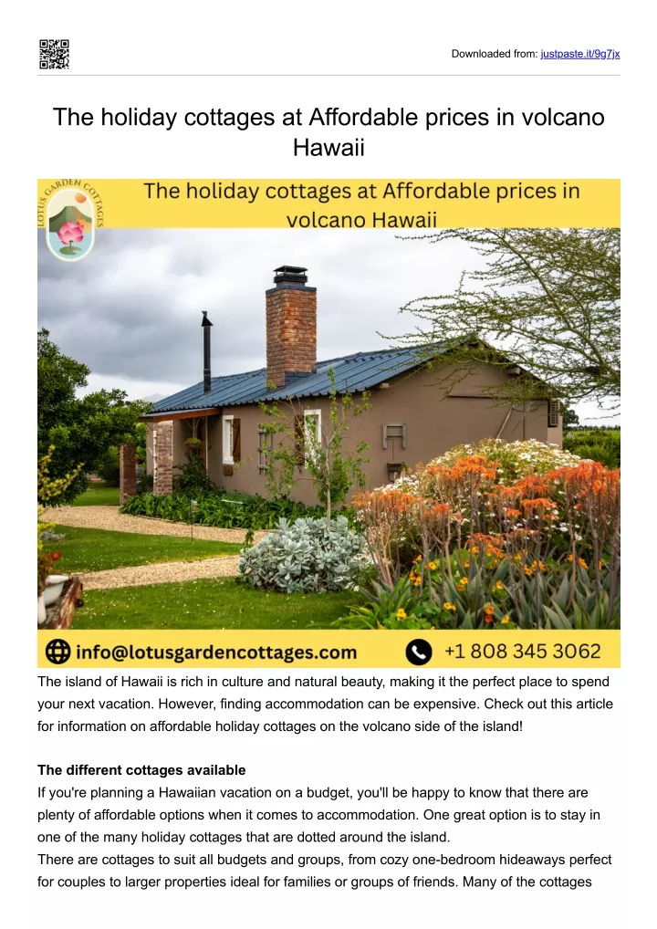 PPT - The Holiday Cottages at Affordable Prices in Volcano Hawaii ...