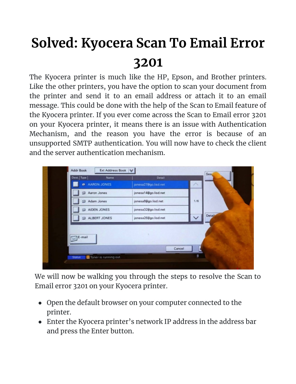 PPT - Resolved: Kyocera Scan To Email Error 3201 | howtosetup.co ...