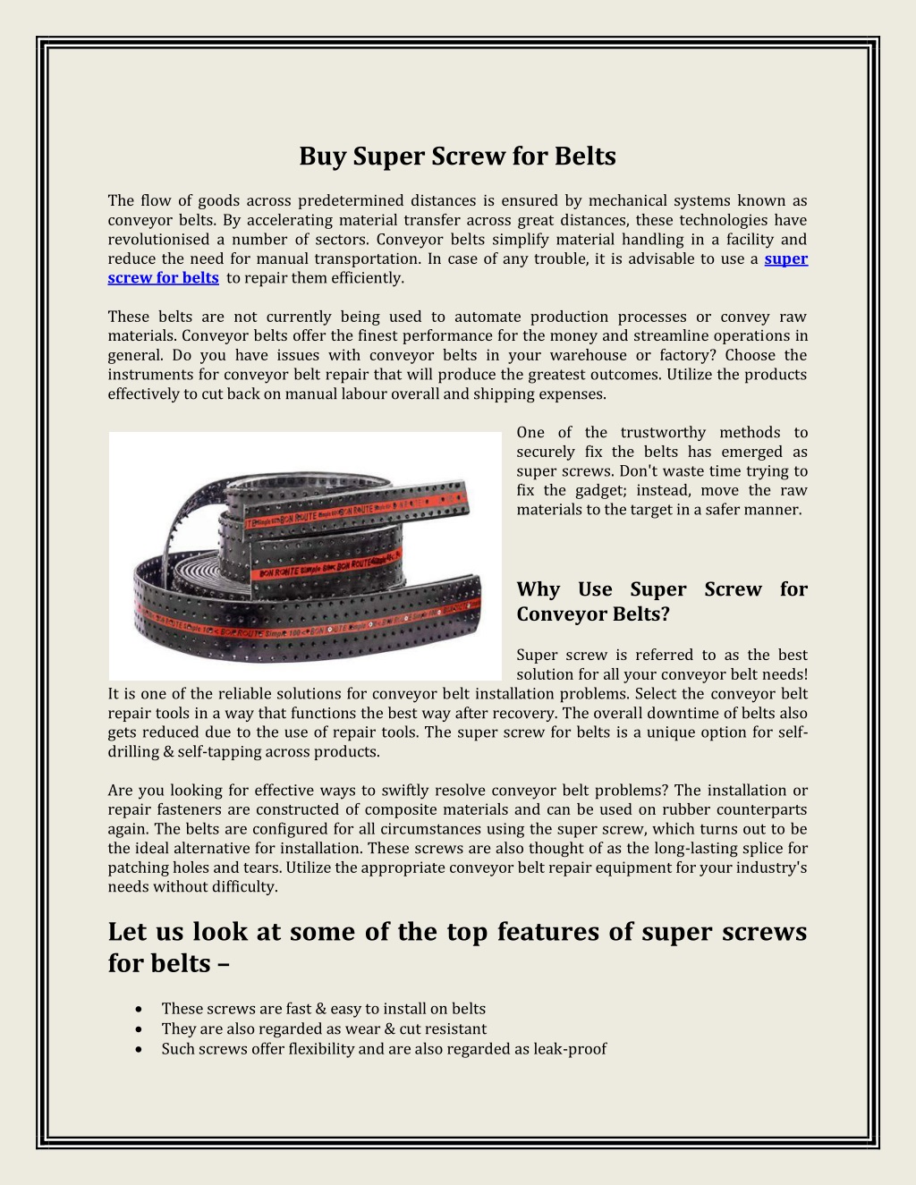 PPT - Buy Super Screw for Belts PowerPoint Presentation, free download ...