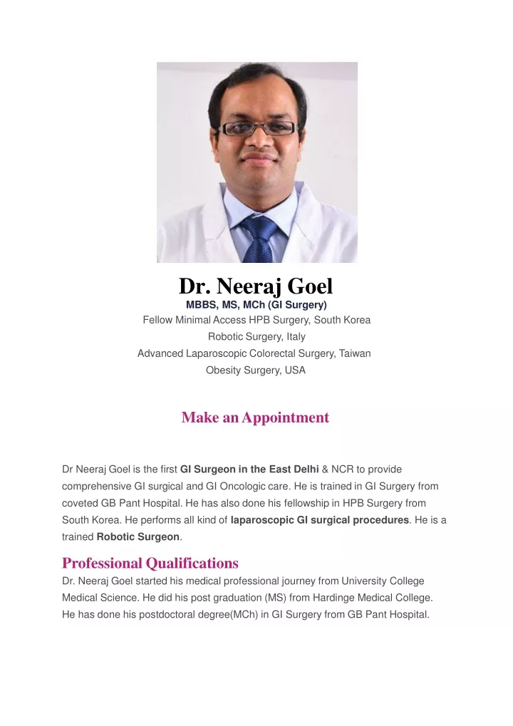 Ppt Gi Surgeon In Delhi And Colorectal Surgeon In Delhi Dr Neeraj