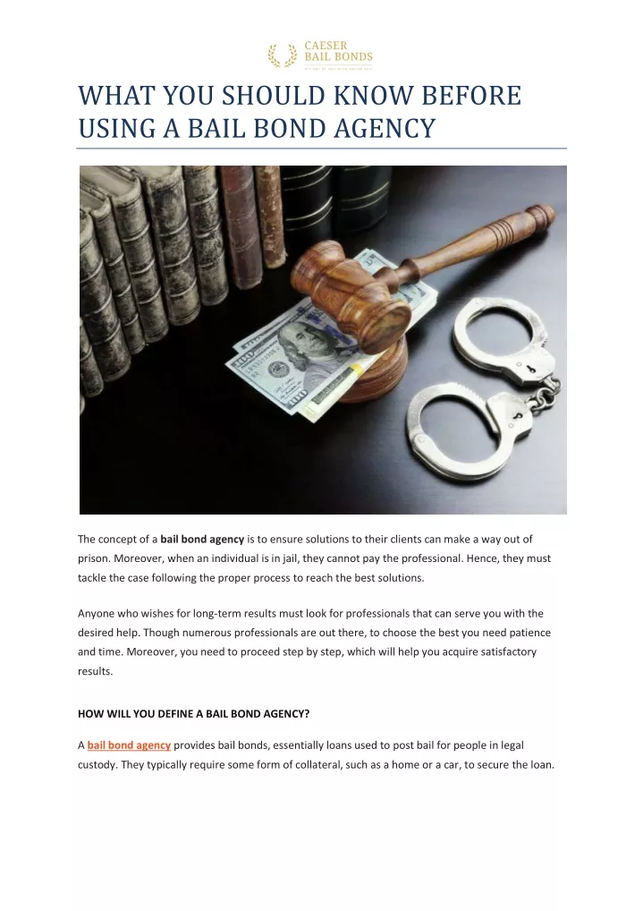 PPT - WHAT YOU SHOULD KNOW BEFORE USING A BAIL BOND AGENCY PowerPoint ...