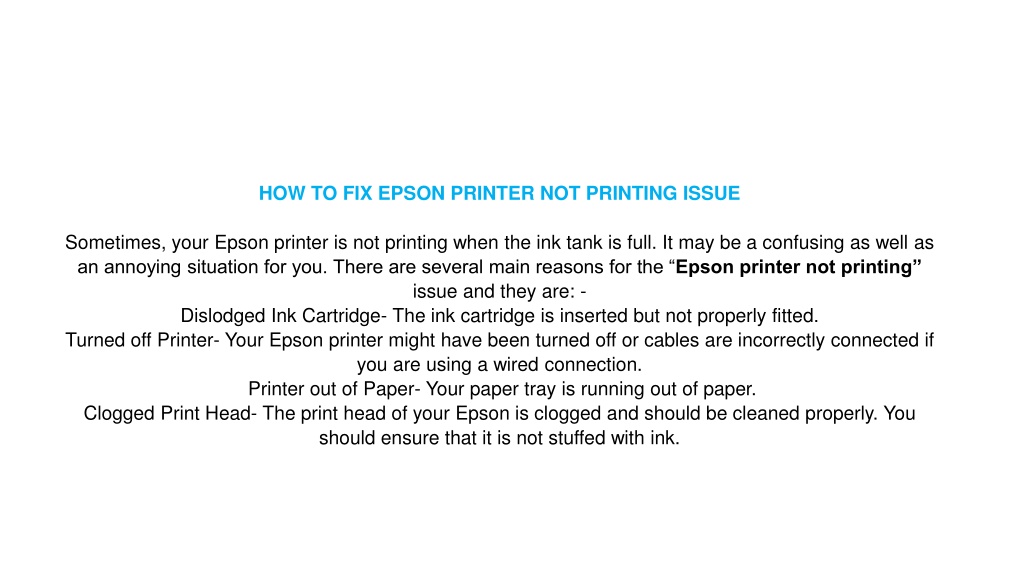 PPT - HOW TO FIX EPSON PRINTER NOT PRINTING ISSUE PowerPoint ...