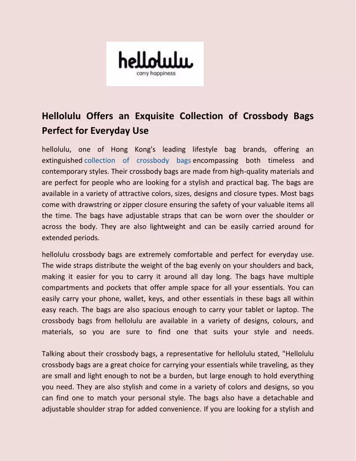 PPT - Hellolulu Offers an Exquisite Collection of Crossbody Bags PowerPoint Presentation - ID ...