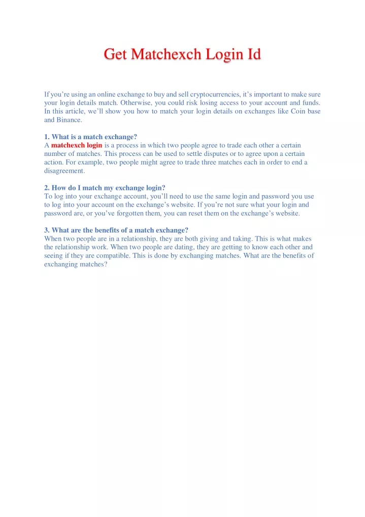 PPT - Get Matchexch Login Id PowerPoint Presentation, free download ...