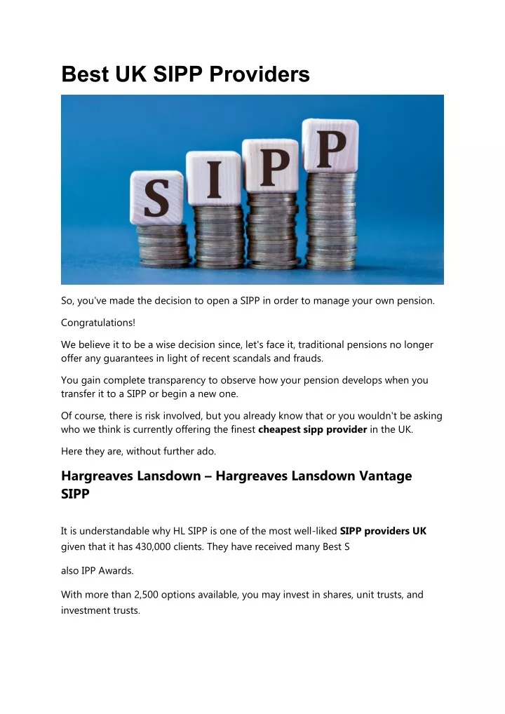 PPT - Best UK SIPP Providers PowerPoint Presentation, free download ...