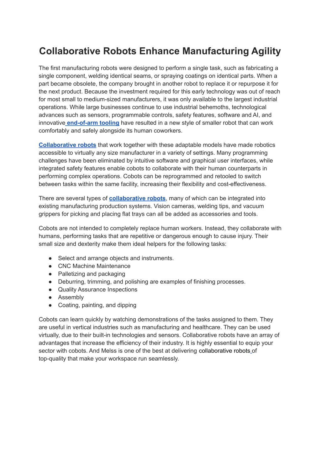 PPT - Collaborative Robots Enhance Manufacturing Agility PowerPoint Presentation - ID:11665974