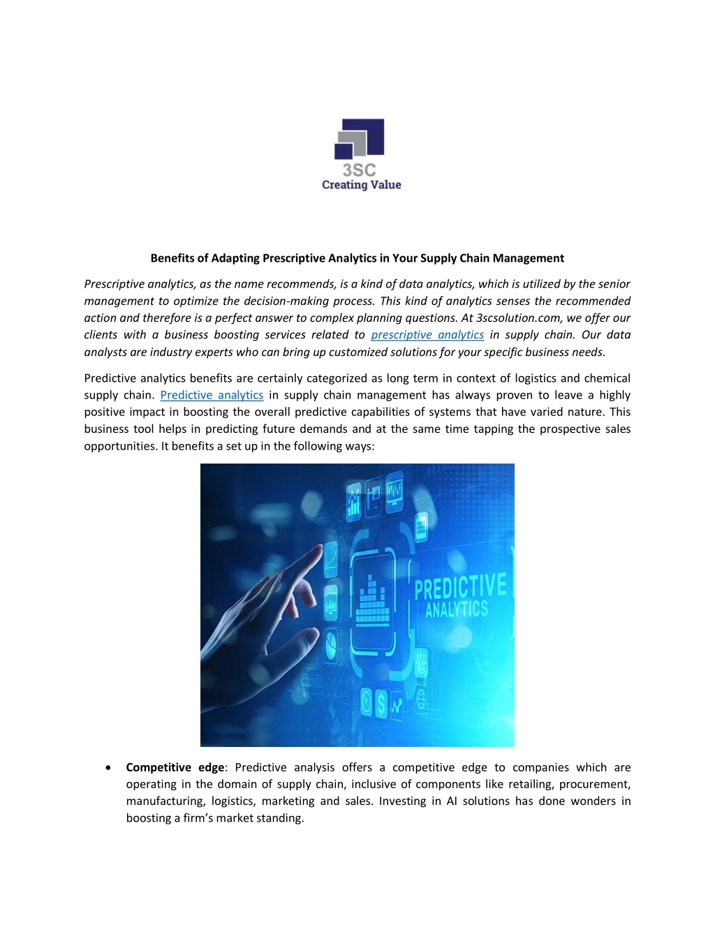 PPT - Benefits of Adapting Prescriptive Analytics in Your Supply Chain Management PowerPoint ...