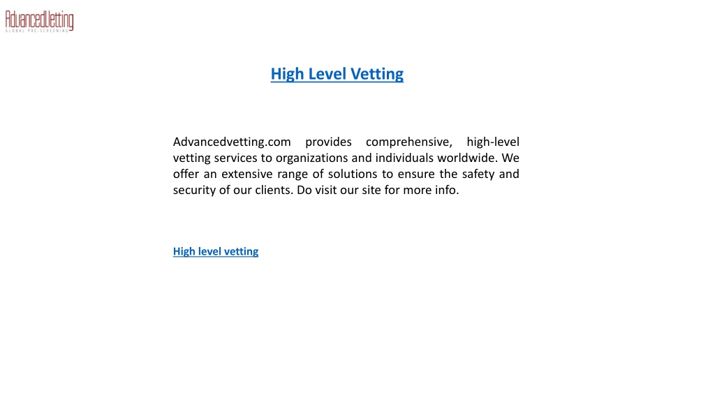 PPT - High Level Vetting Advancedvetting.com PowerPoint Presentation ...