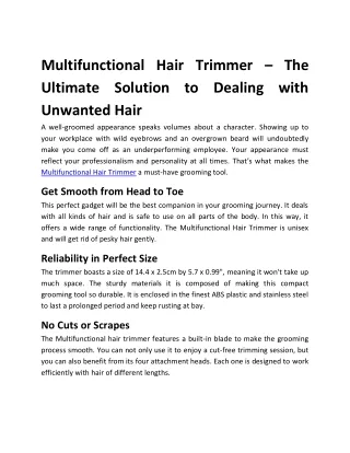 PPT - Multifunctional Hair Trimmer PowerPoint Presentation, free ...