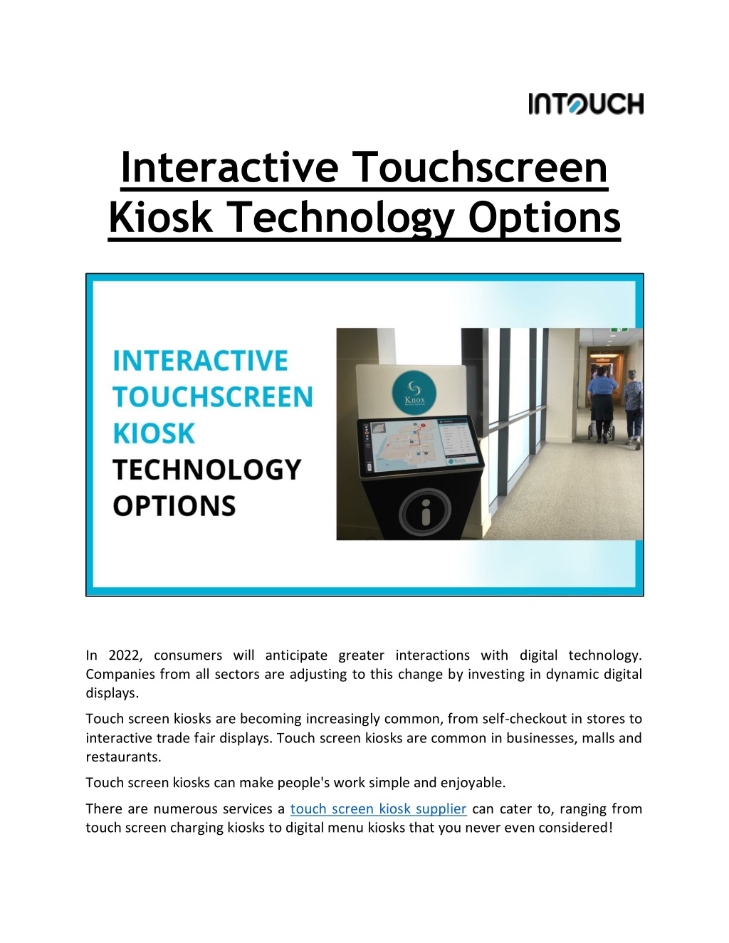 PPT - Interactive Touchscreen Kiosk Technology Options PowerPoint ...