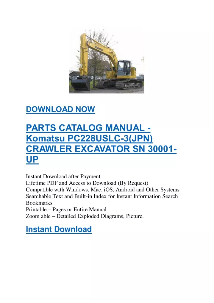 PPT - Komatsu PC228USLC-3(JPN) CRAWLER EXCAVATOR PARTS CATALOG MANUAL ...