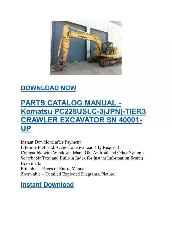 PPT - Komatsu PC228USLC-3(JPN)-TIER3 CRAWLER EXCAVATOR PARTS CATALOG MANUALSN 40001-UP ...