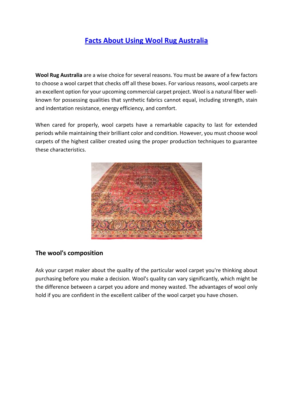 PPT - Facts About Using Wool Rug Australia PowerPoint Presentation ...